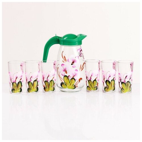 Набор для сока "Орхидея" художественная роспись, 6 стаканов 1250/200 мл микс
