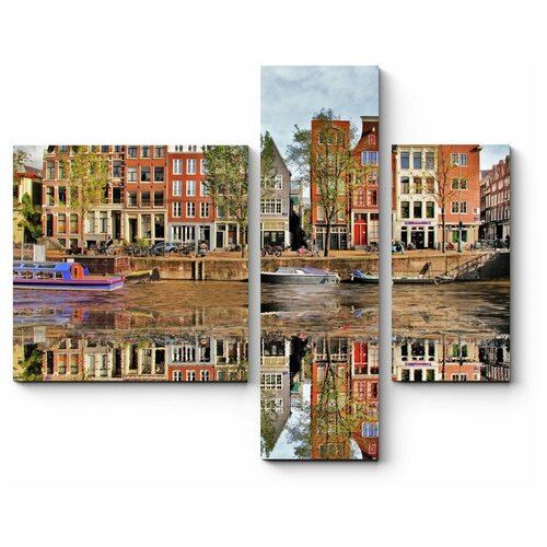 Модульная картина Зеркальная гладь канала, Амстердам 130x107