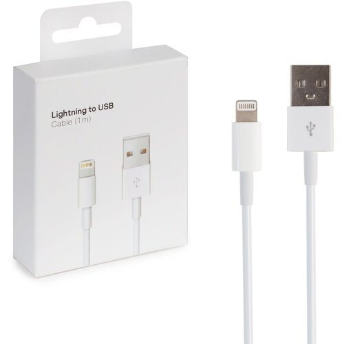 Кабель USB (M)- Lightning (M), 1 м, 1 шт, белый