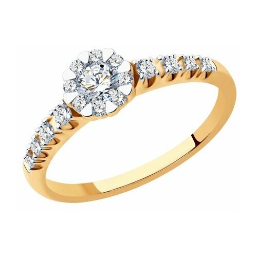 Кольцо Diamant online, золото, 585 проба, бриллиант, размер 18.5, бесцветный