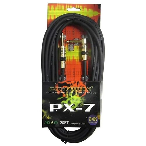 Акустический кабель инструментальный угловой jack 6.3 mm 1/4" mono 6 м Leem HOT-6.0SL // шнур для электро гитары и музыкальных инструментов