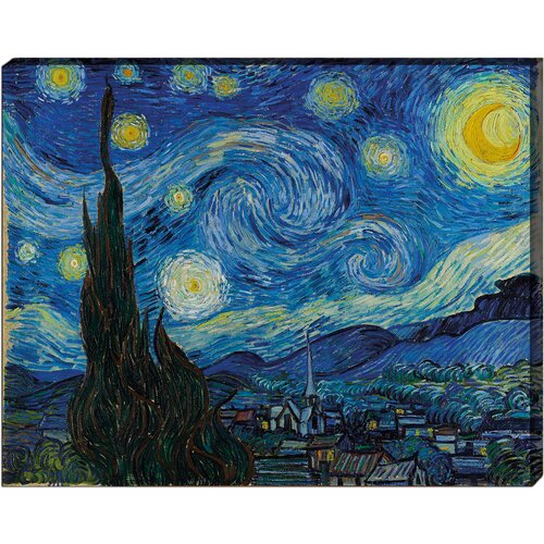 Картина для интерьера на холсте Винсента Ван Гога «Звездная ночь» 30х40 холст без подрамника