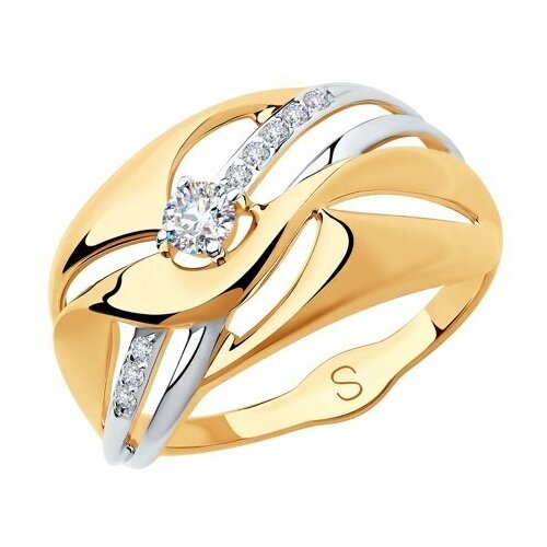 Кольцо Diamant online, красное золото, 585 проба, фианит, размер 18, бесцветный