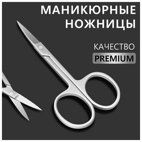 Ножницы маникюрные «Premium», загнутые, узкие, 9 см, на блистере, цвет серебристый