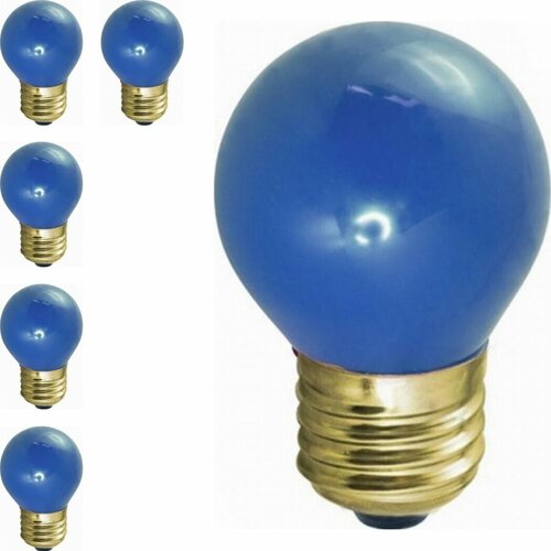 Лампа накаливания 10Вт E27 синяя шар (комплект из 5 шт.)