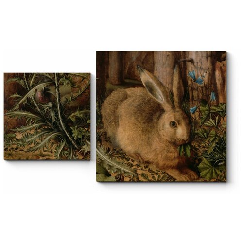 Модульная картина Заяц в лесу, Ханс Хоффман 50x30