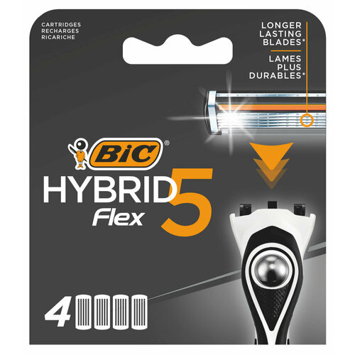 Сменные кассеты для мужской бритвы, BIC Hybrid 5 Flex, 4 шт