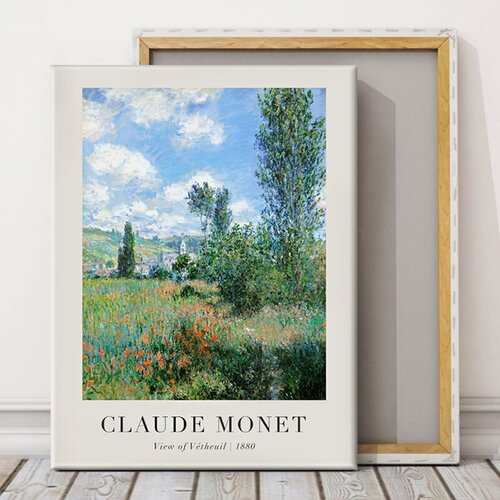 Картина на холсте 40х50 см "Клод Моне пейзаж репродукция", Большая картина для интерьера на стену, на подрамнике