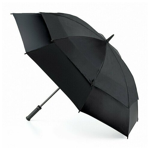 Зонт-трость FULTON, механика, купол 130 см, 8 спиц, система «антиветер», для мужчин, черный, белый