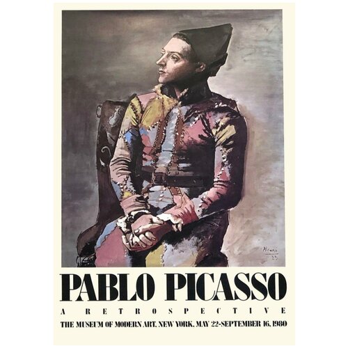 Постер / Плакат / Картина Пабло Пикассо - Арлекин 40х50 см в подарочном тубусе