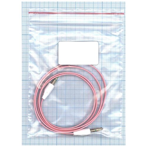 Аудио кабель Jack 3.5 - Jack 3.5, 1м (плоский кабель) розовый