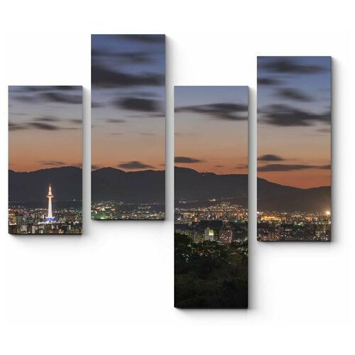 Модульная картина Неповторимая панорама ночного Киото 114x107