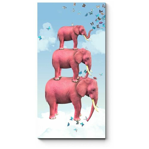 Модульная картина Три розовых слона на облаке20x40