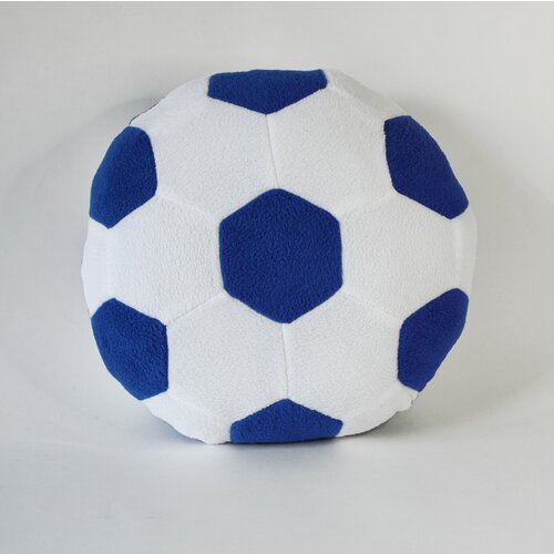 Подушка декоративная круглая цвет белый, синий диаметр 30 см.