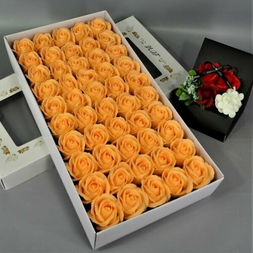 Розы из мыла 50шт 6см Желто-оранжевые Крайола 05(1уп)