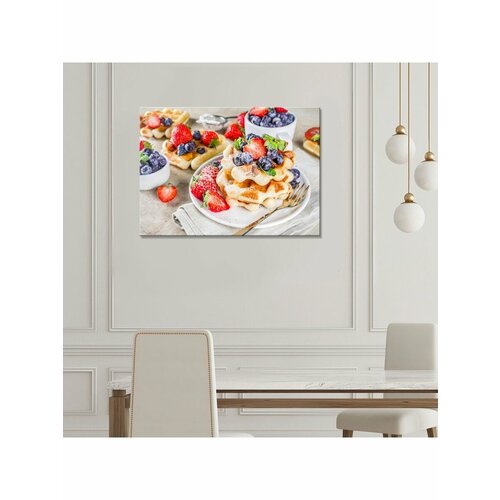 Картина на холсте с подрамником Аппетитные вафли с ягодами 20х30