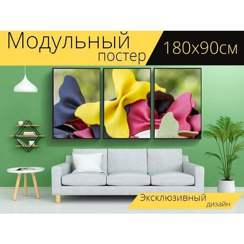 Модульный постер "Farfalle, лапша, макаронные изделия" 180 x 90 см. для интерьера