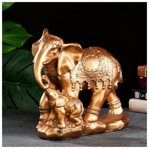 Хорошие сувениры Копилка "Слон со слоненком" бронза, 15х27см