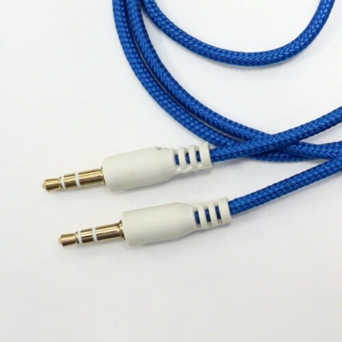 Аудио кабель AUX, 3,5 мм, 1 м, синий, тканевая оплетка