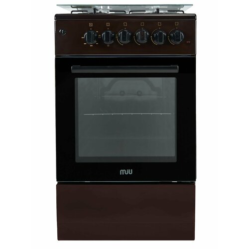 Кухонная плита MIU 5012 ERP коричневая 50 см, газовая с электрической духовкой, электроподжиг, 3 режима духовки