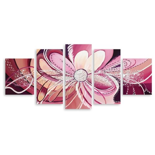 Модульная картина на холсте "Розовый цветок" 120x57 см