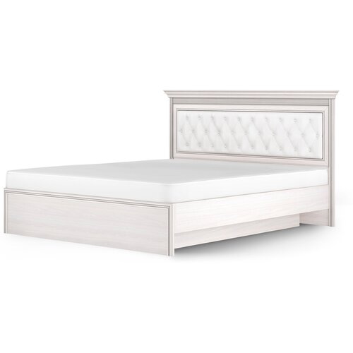 Кровать с подъемным основанием 160х200 с мягкой спинкой и бельевым ящиком белая Неаполь Кураж