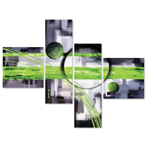 Модульная картина на холсте "Зелёное на сером" 90x72 см