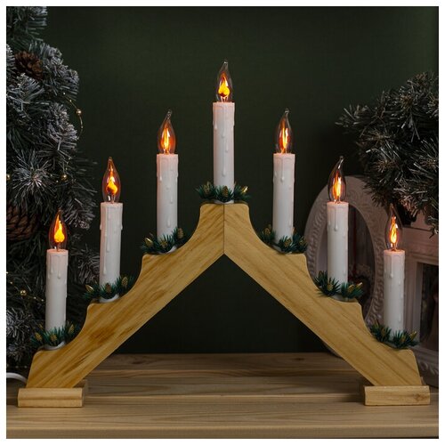 Фигура дерев. "Горка рождественская", 7 свечей, 1,5 Вт, Е12, 220V, эффект огня