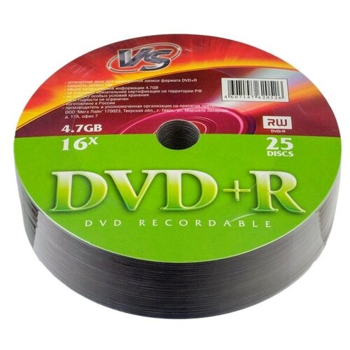 Диск VS DVD+R 4,7 GB 16x Shrink/25