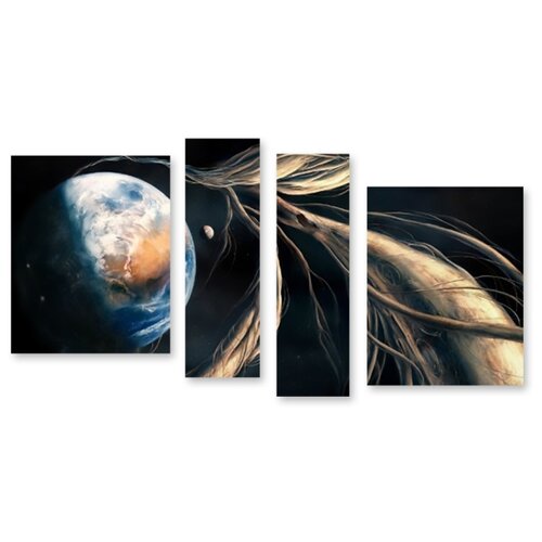 Модульная картина на холсте "Ветвь в космос" 120x67 см