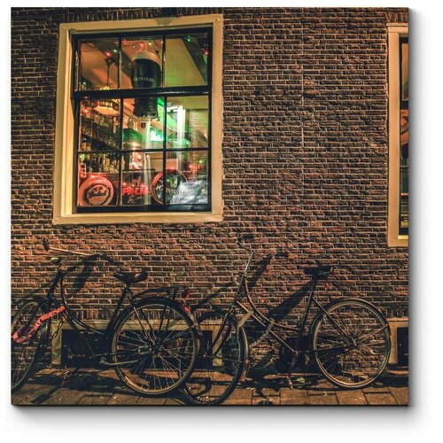 Модульная картина Велосипеды у кирпичной стены амстердамского паба 20x20