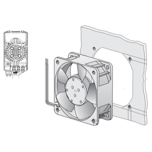 Вентиляторный модуль потолочный c термостатом для настенного шкафа, 3 вентилятора 220В, Alvm-fan-t-3-s