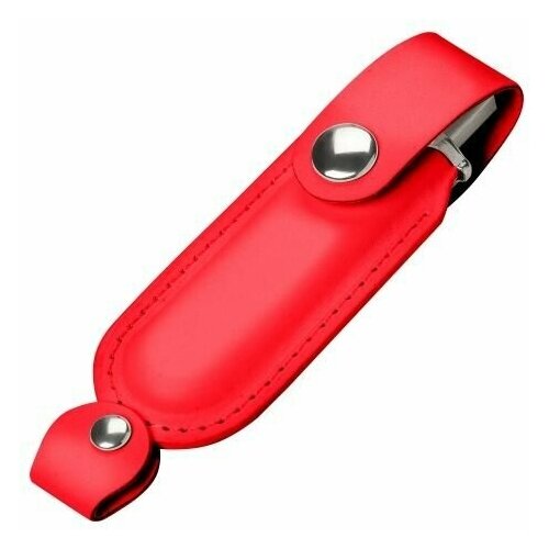 Подарочная флешка кожаная на кнопке красная, оригинальный сувенирный USB-накопитель 32GB