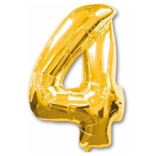 Воздушный шар фольгированный Anagram Цифра 4, золотой, 86 см