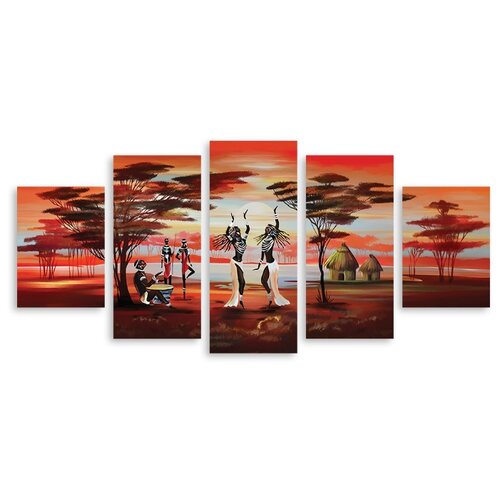 Модульная картина на холсте "Африканские танцы" 120x58 см