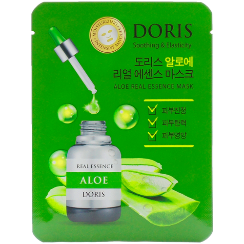 JIGOTT DORIS Набор тканевых масок для лица алоэ / ALOE Real Essence Mask, 10 шт*25 мл