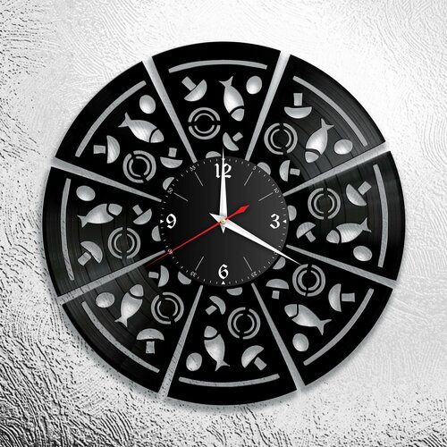 Настенные часы из виниловой пластинки с изображением пиццы