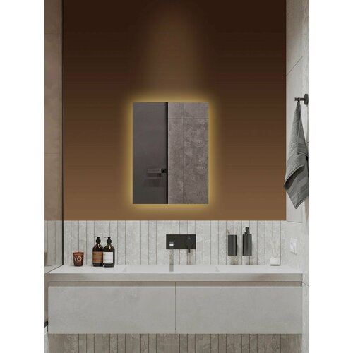 Зеркало для ванной Qwerty 70*30 вертикальное с тёплой LED-подсветкой