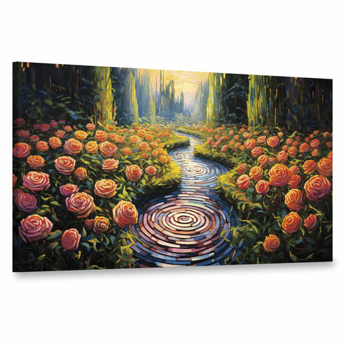 Интерьерная картина 100х60 "Розы в лабиринтах жизни"