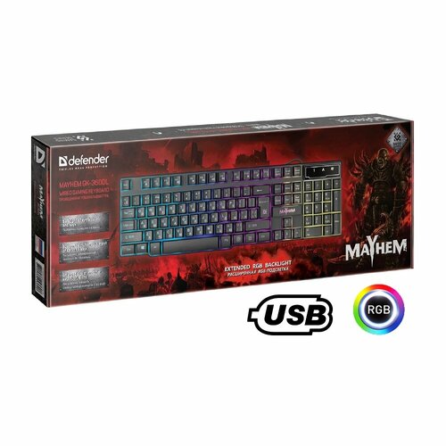 Клавиатура USB Defender Mayhem GK-360DL