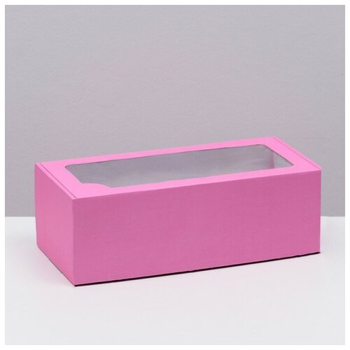 Коробка самосборная, с окном, вишневая, 16 х 35 х 12 см