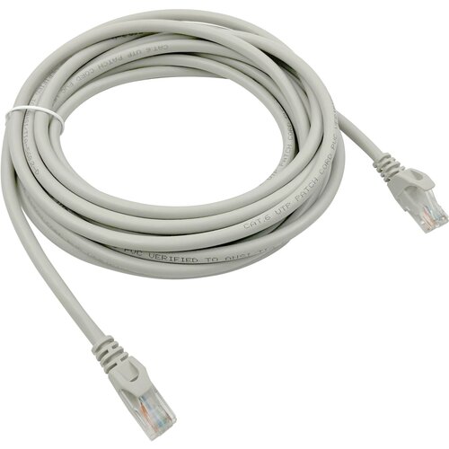 Патч-корд Buro UTP 4 пары cat6 CCA molded 5м серый RJ-45 (m)-RJ-45 (m)