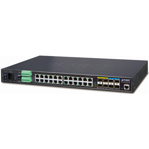 Коммутатор PLANET IGS-6325-20T4C4X (IP30 19" Rack Mountable Industrial L3 Managed Core Ethernet Switch, 24*1000T with 4 shared 100/1000X SFP + 4*10G SFP+ (-40 to 75 C, AC + 2 DC, DIDO), ERPS Ring, 1588, Modbus TCP, Cybersecurity features, Hardware La