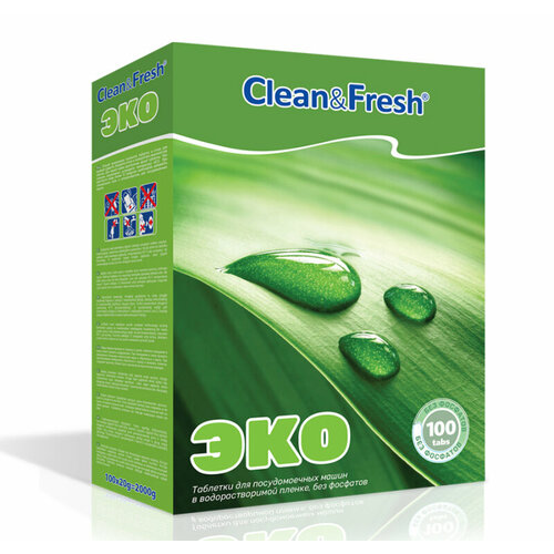 Таблетки для посудомоечных машин CLEAN&FRESH ЭКО 100 шт