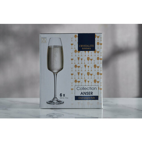 Набор бокалов для шампанского Anser (Ансер) 290 мл*6 шт ТМ Crystalite Bohemia (Кристалайт Богемия)