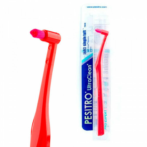 Зубная щетка PESITRO UltraClean Ultra Soft 1680 Single Tuft монопучковая (9мм) Красная