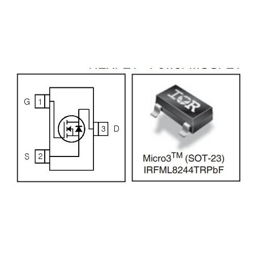 Микросхема IRFML8244TRPBF N-Channel MOSFET 25V 5.8A SOT23 SOT346