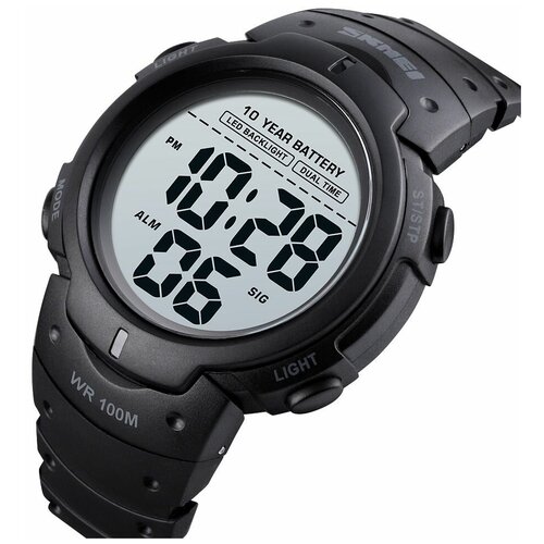 Наручные часы SKMEI Спортивные WR100 с батарейкой на 10 лет 1560BK, черный