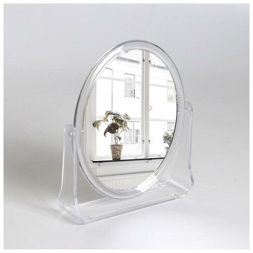Зеркало настольное «Овал», двустороннее, зеркальная поверхность 12 × 15 см, цвет прозрачный