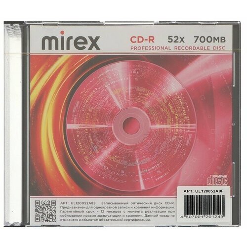 Диск CD-R Mirex Brand, 52x, 700 Мб, Slim, набор 5 шт
